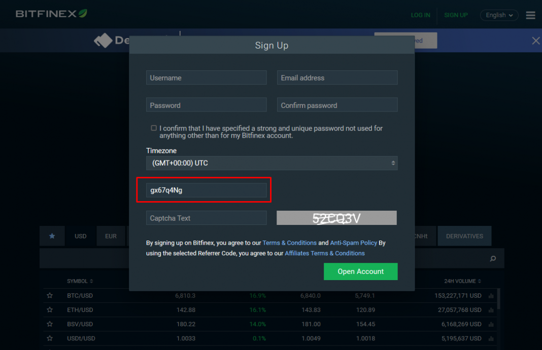 Bitfinex Referral Code: Get 6% Off Fees - gx67q4Ng